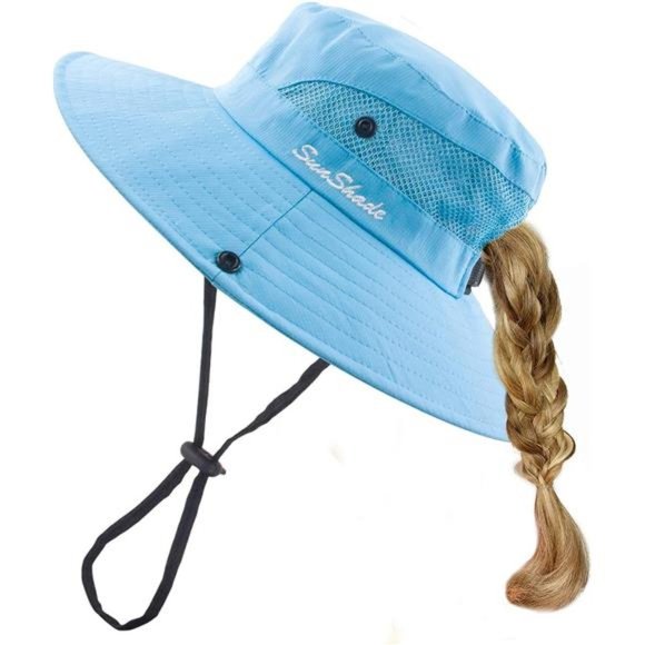 Accessories | Kids Girls Sun Hat Uv Protection Wide Brim Beach Pure Sky ...